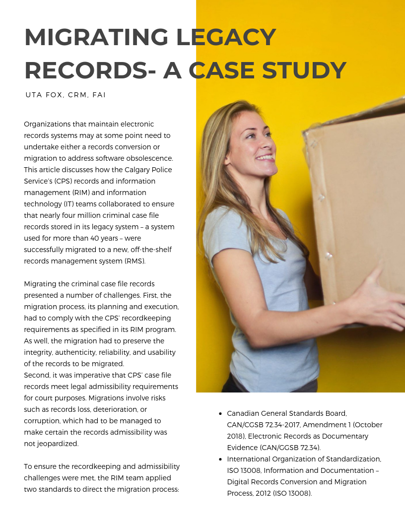 Migrating Legacy Records – a Case Study – ARMA Magazine