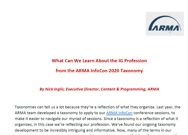 What Can We Learn About the IG Profession from the ARMA InfoCon 2020 ...